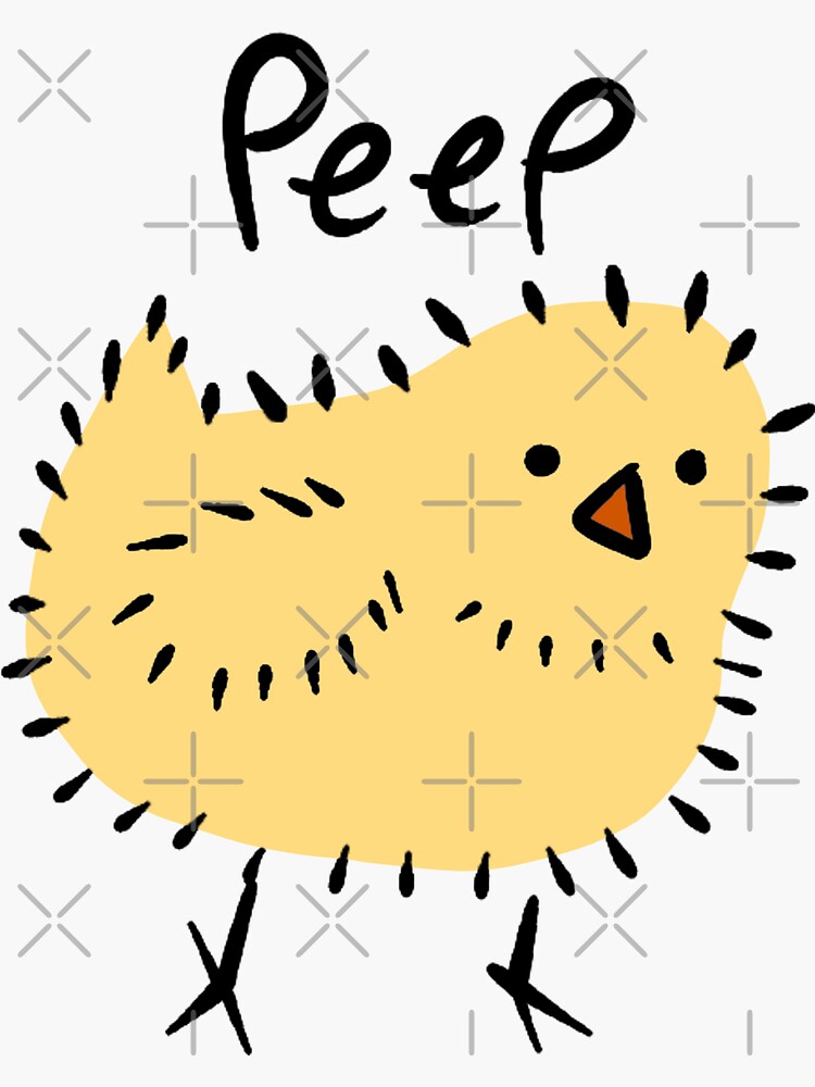 "Fuzzy Yellow Chick Saying Peep" Sticker for Sale by SaradaBoru | Redbubble