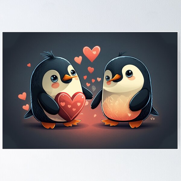 Cute Penguin Love Drawing