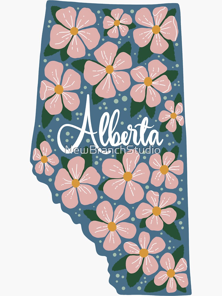 "Alberta Wild Rose Map // Province of Alberta Shape" Sticker for Sale ...