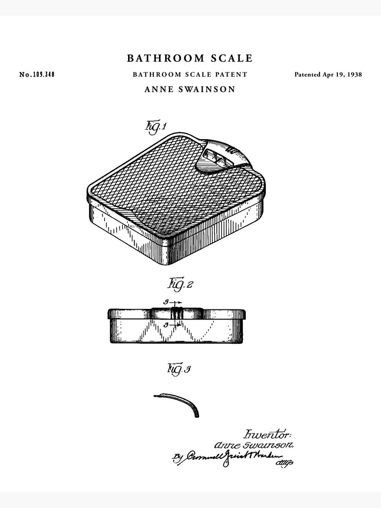"Bathroom scale Patent Drawing Blueprint" Poster by Vintago | Redbubble