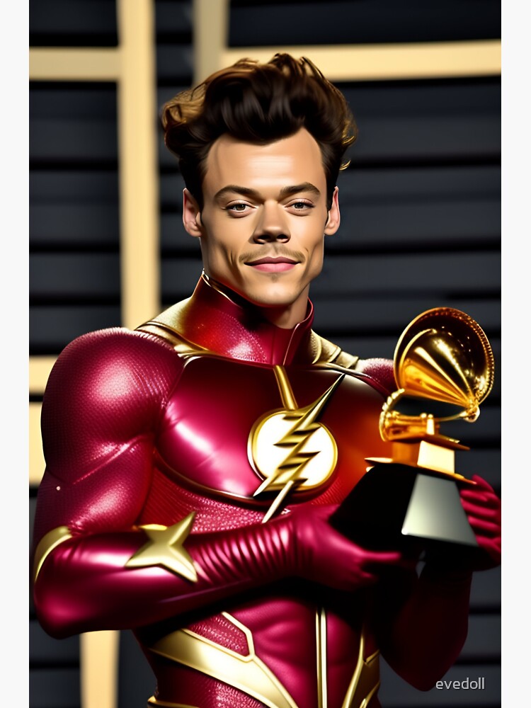 "harry styles as flash with a grammy" Sticker for Sale by evedoll ...