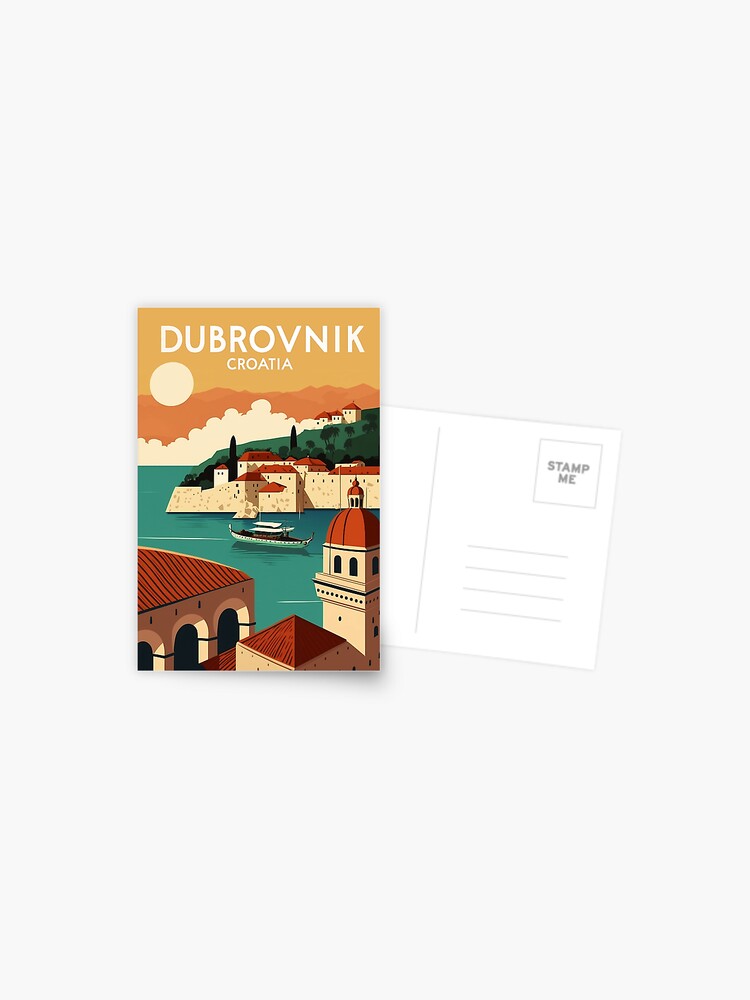 "Dubrovnik Croatia Retro Travel Poster" Postcard for Sale by tierratour ...