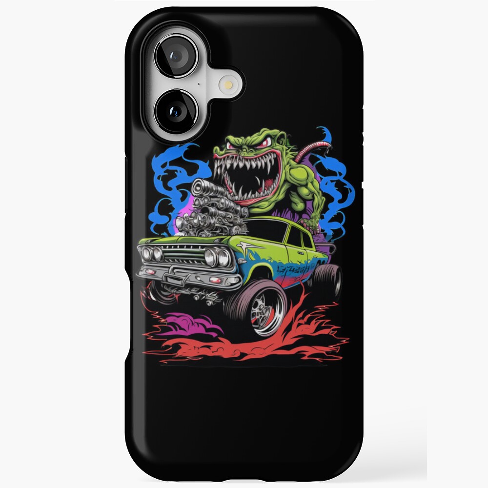 "Monster Hot Rod Green Meanie Street Racer Retro Design" Sticker for ...