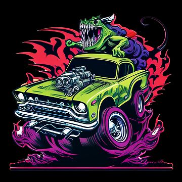 "Monster Hot Rod Rat Race Street Racer Retro Design" Sticker for Sale ...