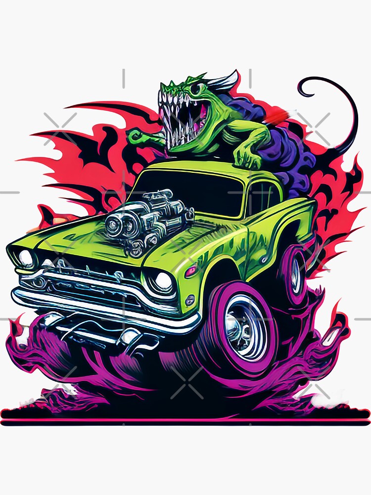 "Monster Hot Rod Rat Race Street Racer Retro Design" Sticker for Sale ...