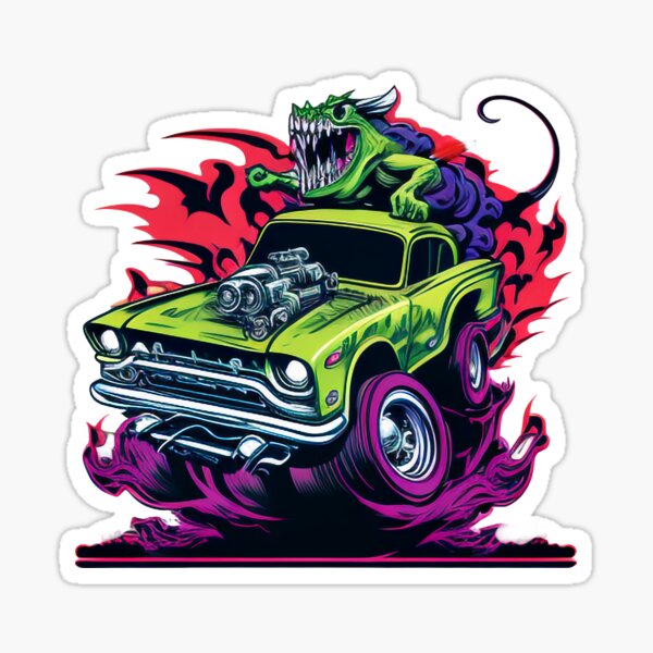 "Monster Hot Rod Rat Race Street Racer Retro Design" Sticker for Sale ...