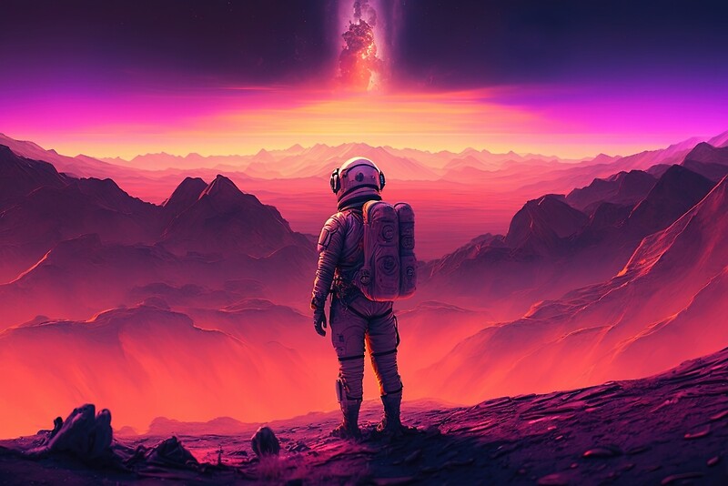 "Neon Frontier: Seeking Life Among the Stars" by MulletMonkey | Redbubble