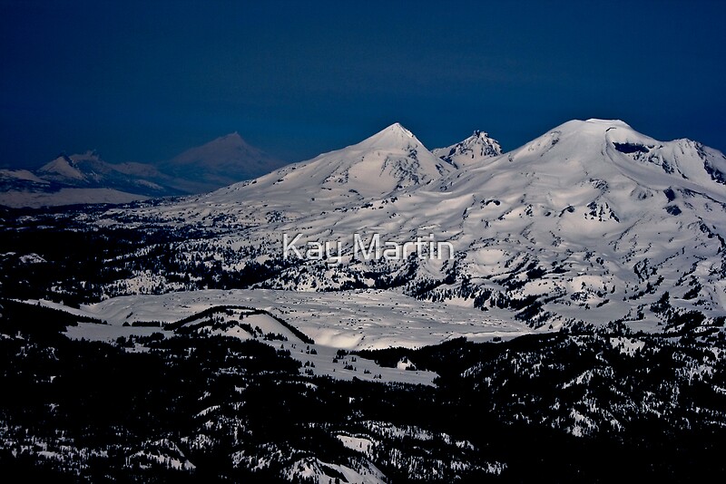 "Aerial view of the Three Sisters peaks, Cascade mountain range, Oregon" by Kay Martin | Redbubble