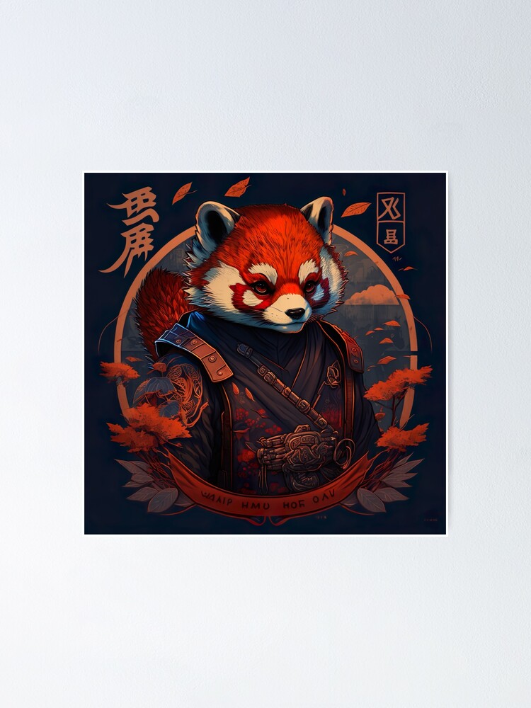 "Cute Japanese Red Panda, samurai" Poster by Hibiskusmond | Redbubble