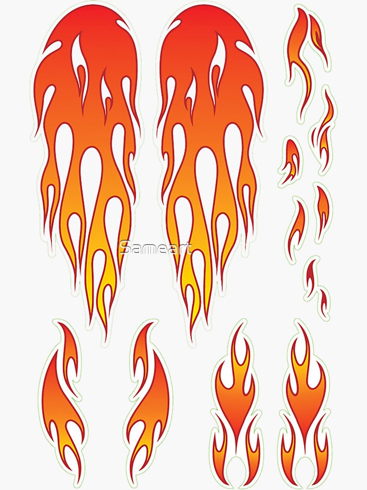 "Red Hot Rod Flames" Sticker for Sale by Sameart ⭐⭐⭐⭐⭐ | Redbubble