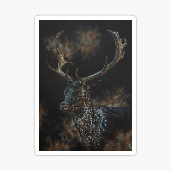 "Black Fallow Deer Stag with Vitiligo" Sticker for Sale by BeckyKidus ...