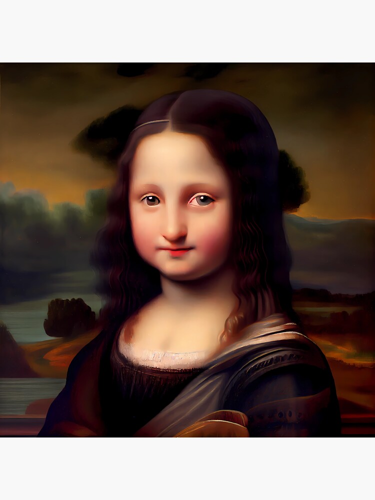 "Digital Art Illustration of a Child Mona Lisa" Sticker for Sale by MTJ ...