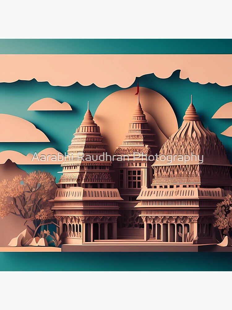 "paper cut art style of indian temple" Sticker for Sale by raudhran ...