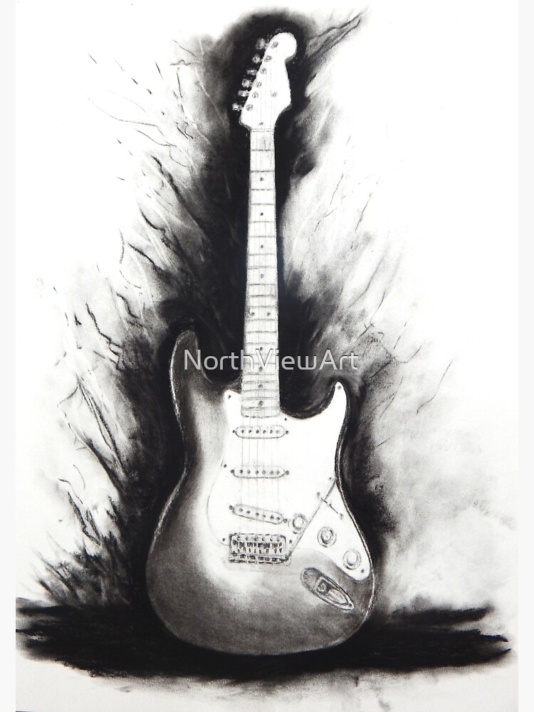 "Black and white Stratocaster style electric guitar" Sticker for Sale ...