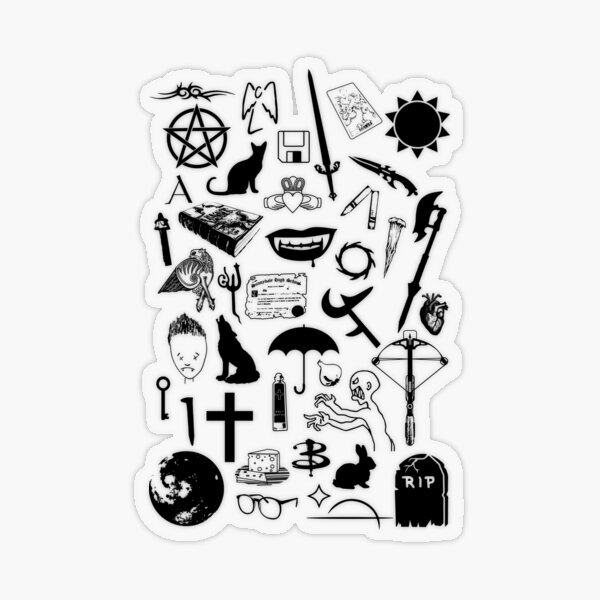 "Buffy Symbology, Black" Sticker for Sale by arthurpopular | Redbubble