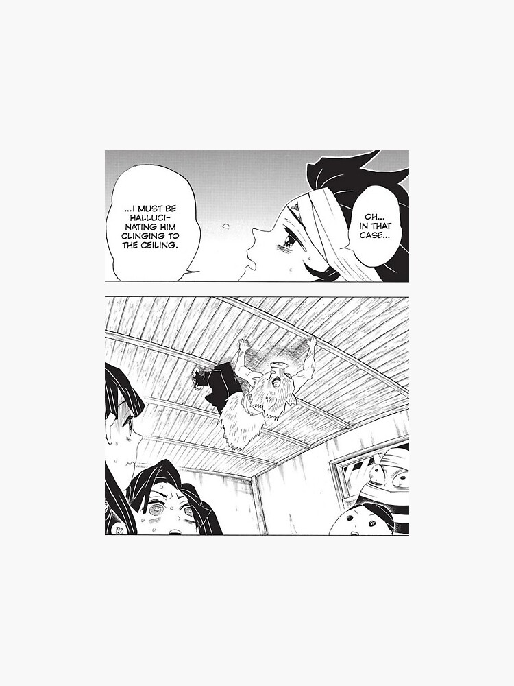 "Inosuke on the ceiling " Sticker for Sale by mentaljazzhands | Redbubble