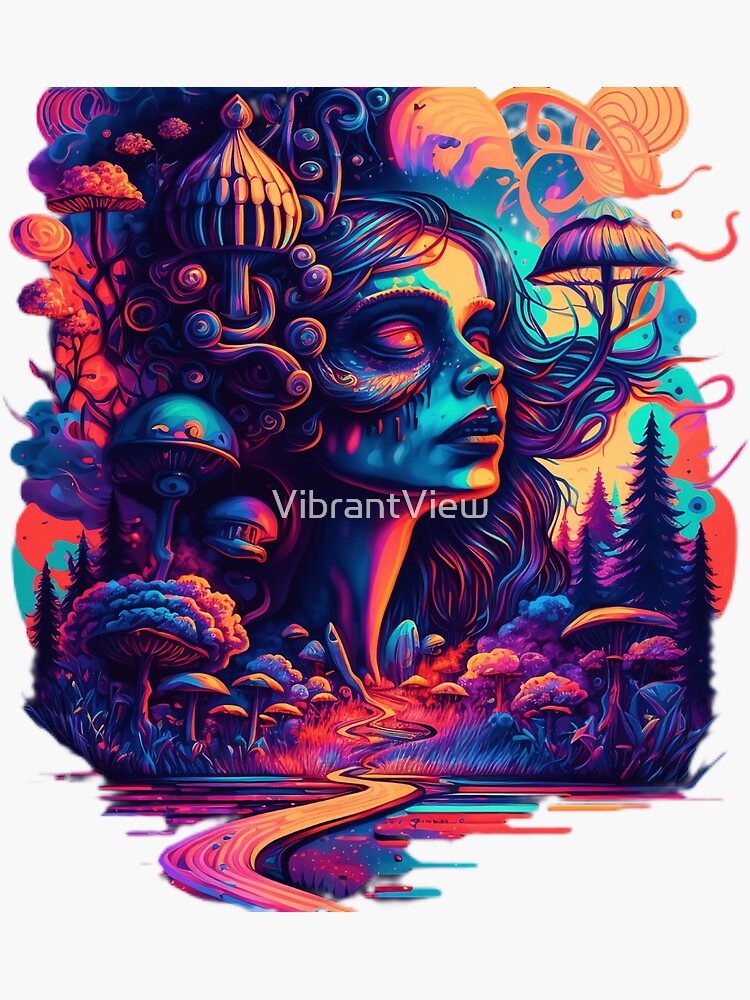 "Psychedelic Woman Trippy" Sticker for Sale by VibrantView | Redbubble