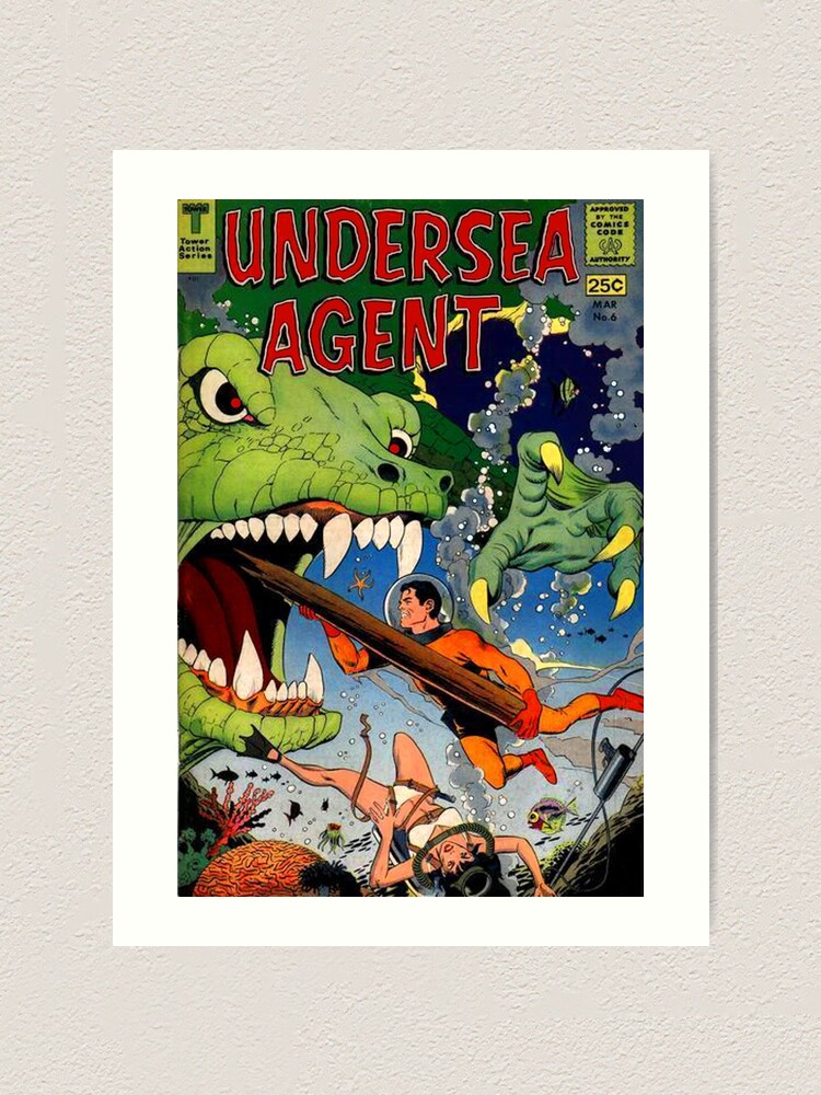 "UNDERSEA AGENT COMIC BOOK COVER VS SEA MONSTER" Art Print for Sale by ...