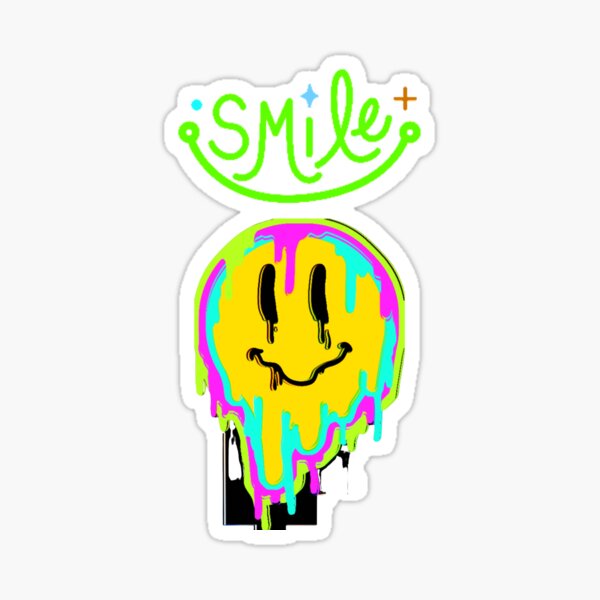 "Drippy Smile" Sticker for Sale by Planet Agora | Redbubble