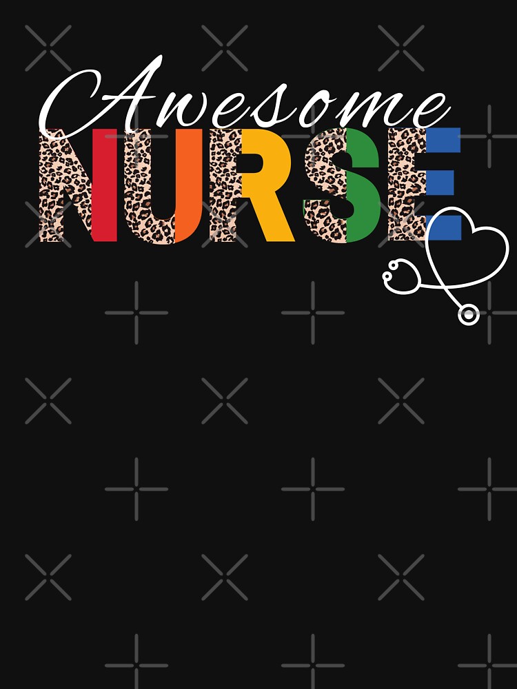"Awesome Nurse Leopard Print Rainbow (white print for dark background ...
