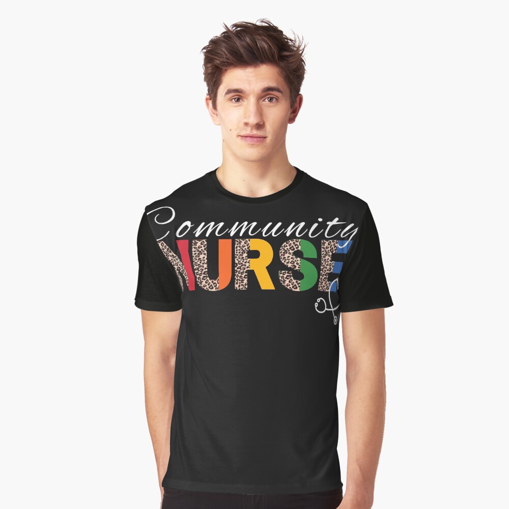 "Community Nurse Leopard Print Rainbow (white print for dark background ...