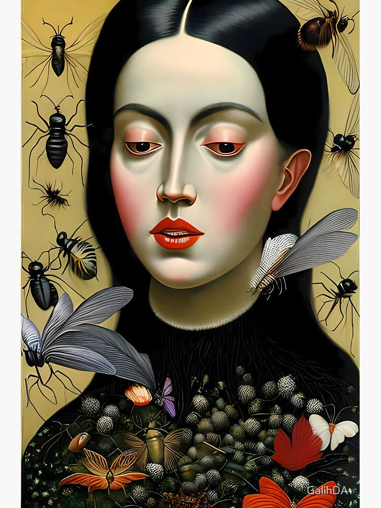"Black Hair and Creeping Bugs - A Surreal Portrait of a Woman Embracing ...