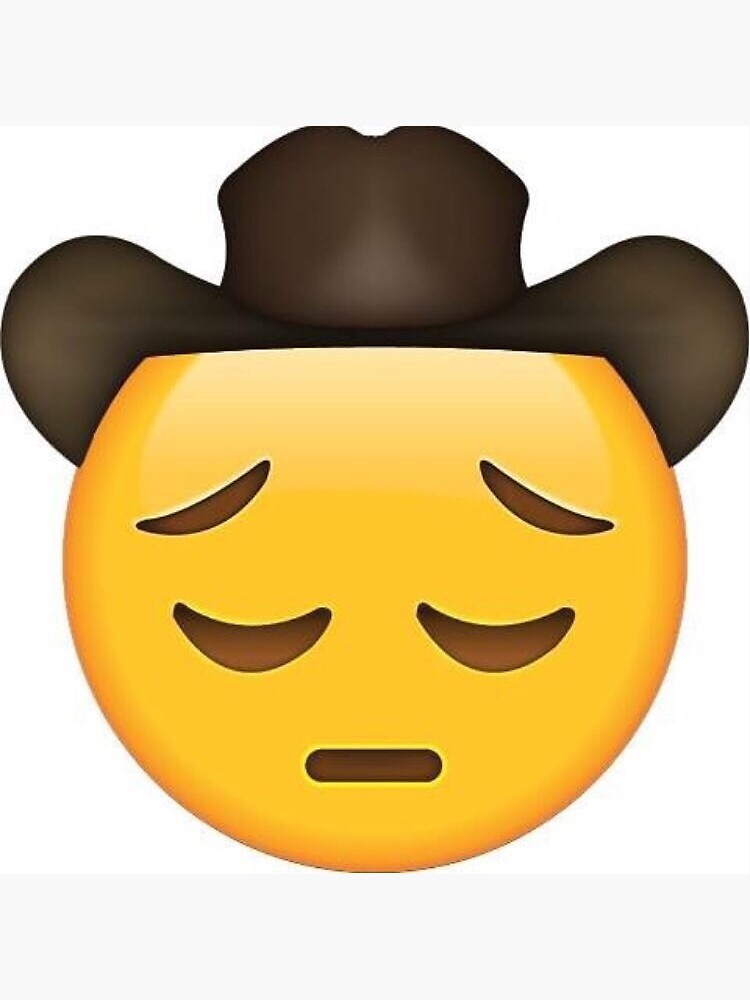 "Disappointed Cowboy hat Emoji" Sticker for Sale by bartzlaura | Redbubble