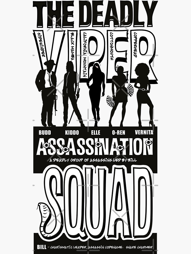 "Kill Bill - The Deadly Viper Assassination Squad" Sticker for Sale by ...