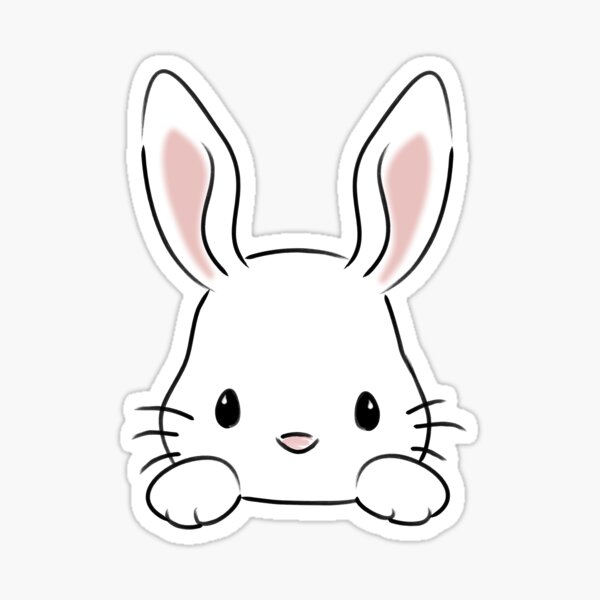 "Cute little White Bunny Rabbit with sticky up ears sticker" Sticker ...