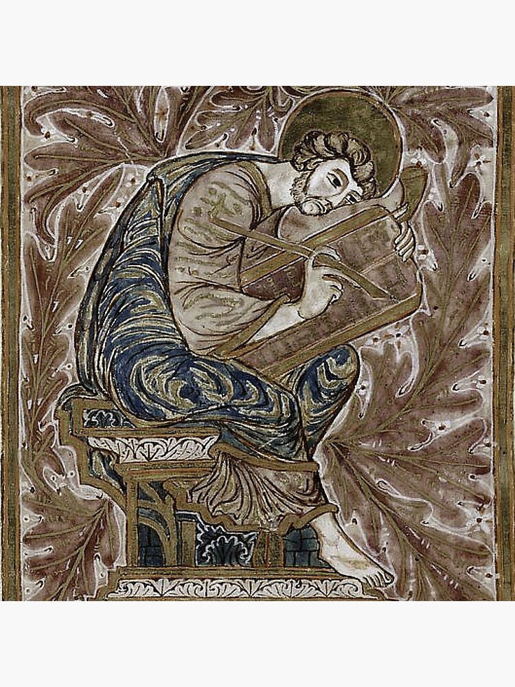 "Medieval Design Portraying Saint Luke Writing on a Scroll ...