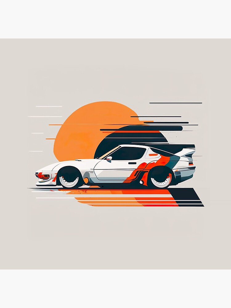 "Sleek Mazda RX7 Vector Art in Orange, Red, and White" Sticker for Sale ...