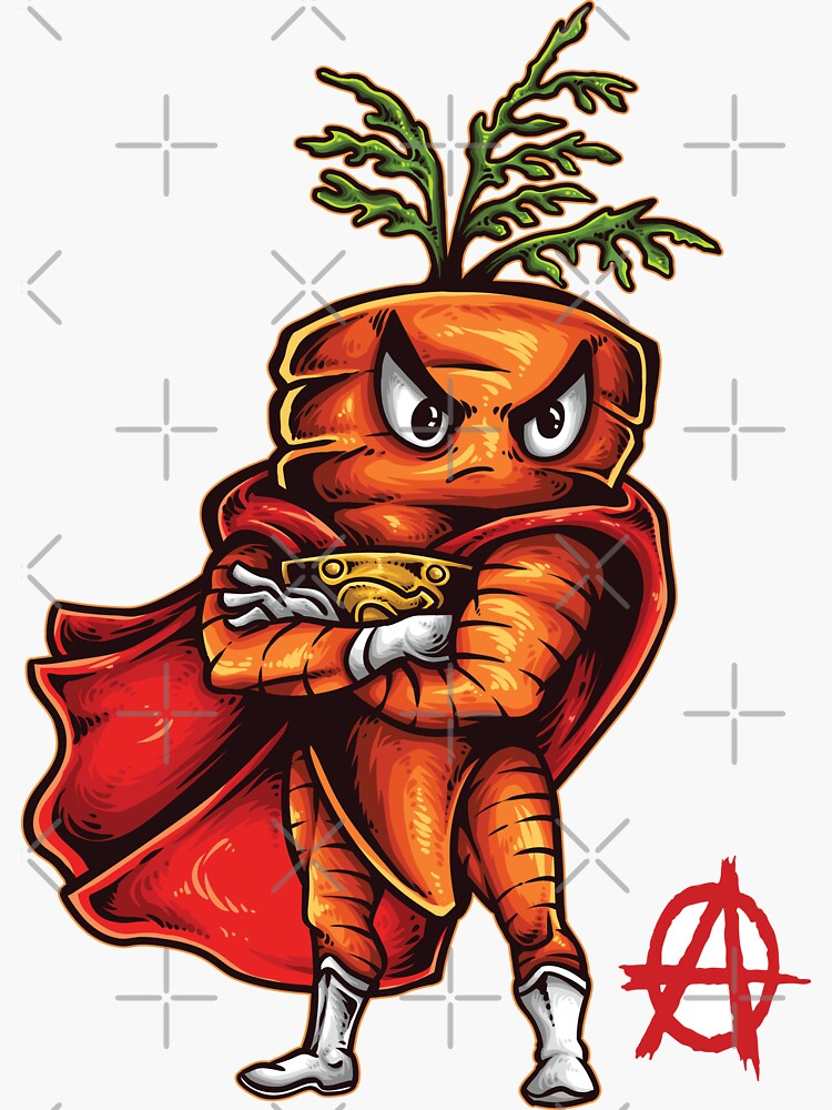 "Vegan Anarchy Angry Carrot Foodietoon Foodie Anarchy" Sticker for Sale ...