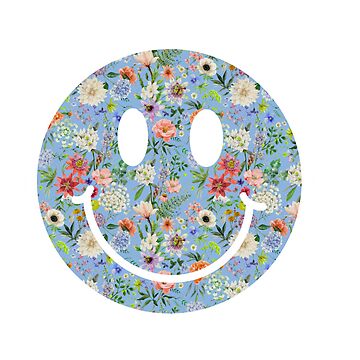 "Blue Floral Preppy Smiley Face" Sticker for Sale by Kathryn Volmert ...