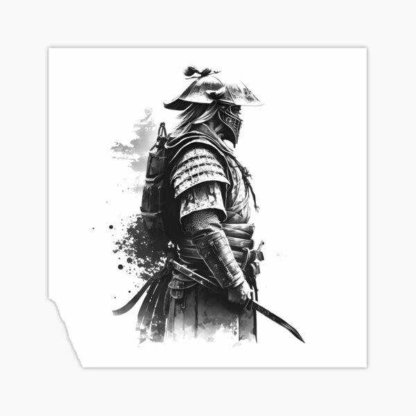 "Samurai black and white design japan" Sticker by Tomioka-Art | Redbubble