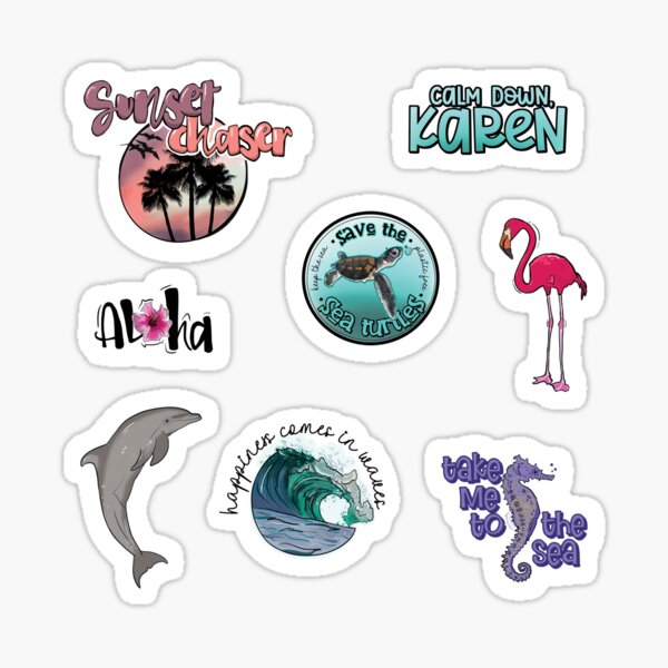 "Tropical Summer Sticker Pack" Sticker for Sale by ambermakesart ...