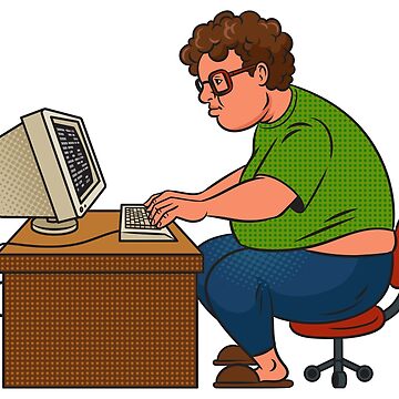 "fat programmer with glasses comic pop art vector" Sticker for Sale by ...