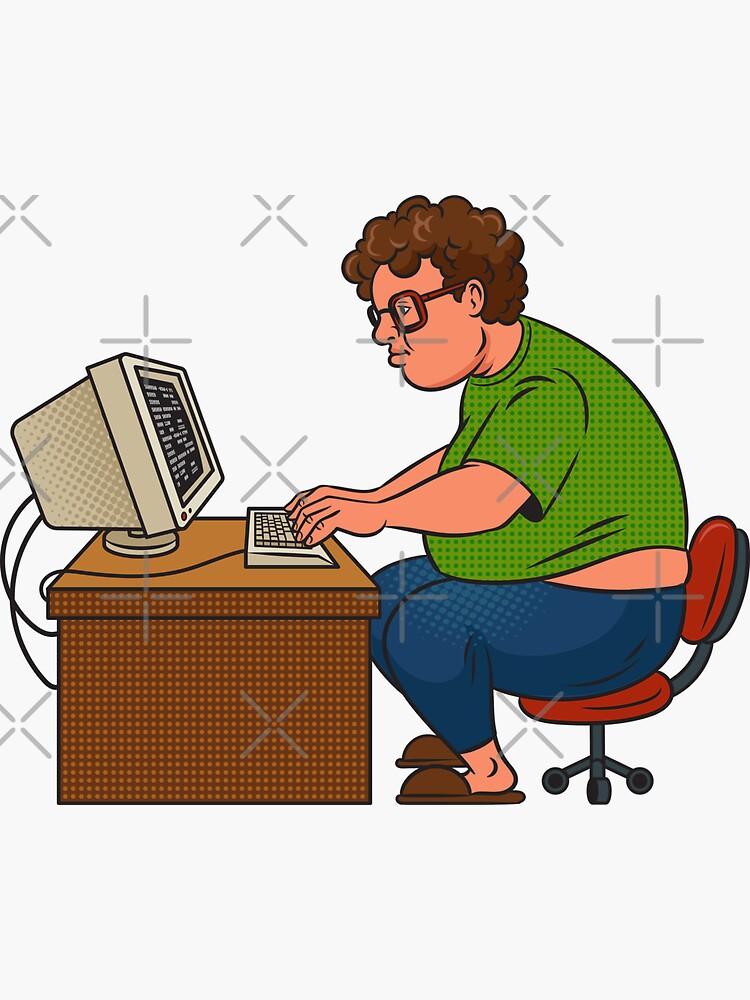 "fat programmer with glasses comic pop art vector" Sticker for Sale by ...