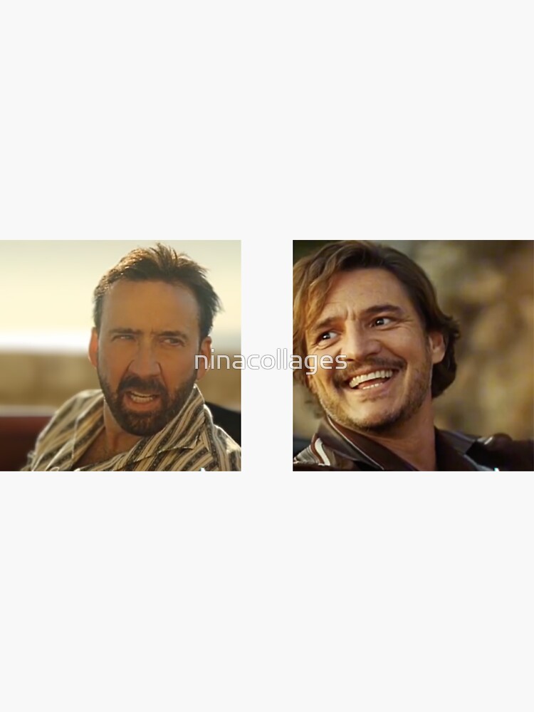 "Nick Cage Pedro Pascal Meme " Sticker for Sale by ninacollages | Redbubble