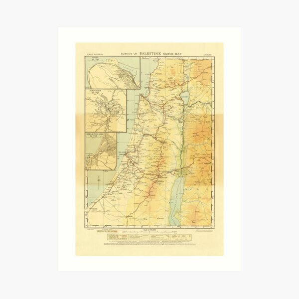 "Rare 1933 Palestine Map, Palestinian Vintage Map, Haifa Jaffa ...