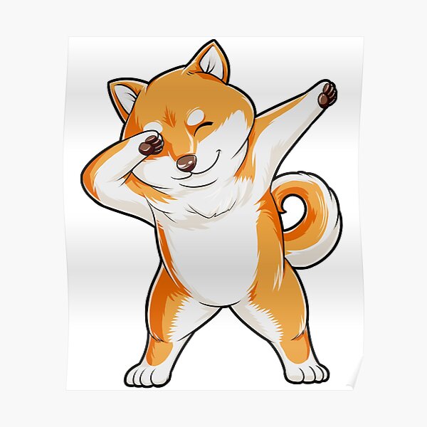 Póster «Dabbing Doge Shiba Inu camiseta divertida Meme Japanese Dog ...