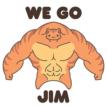 "WE GO JIM Orange Muscle Cat" Sticker for Sale by ahahaitsart | Redbubble