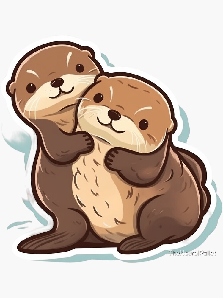 "Cute otter hugging sticker #1" Sticker for Sale by TheNeuralPallet ...