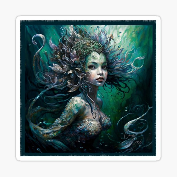 "Pop Art Mermaid Aqua Blue Mermaid Child Sea Goddess" Sticker for Sale ...