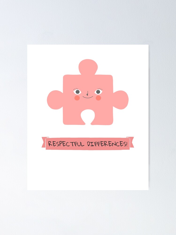 "Respectful differences no discrimination slogan cute depiction" Poster ...