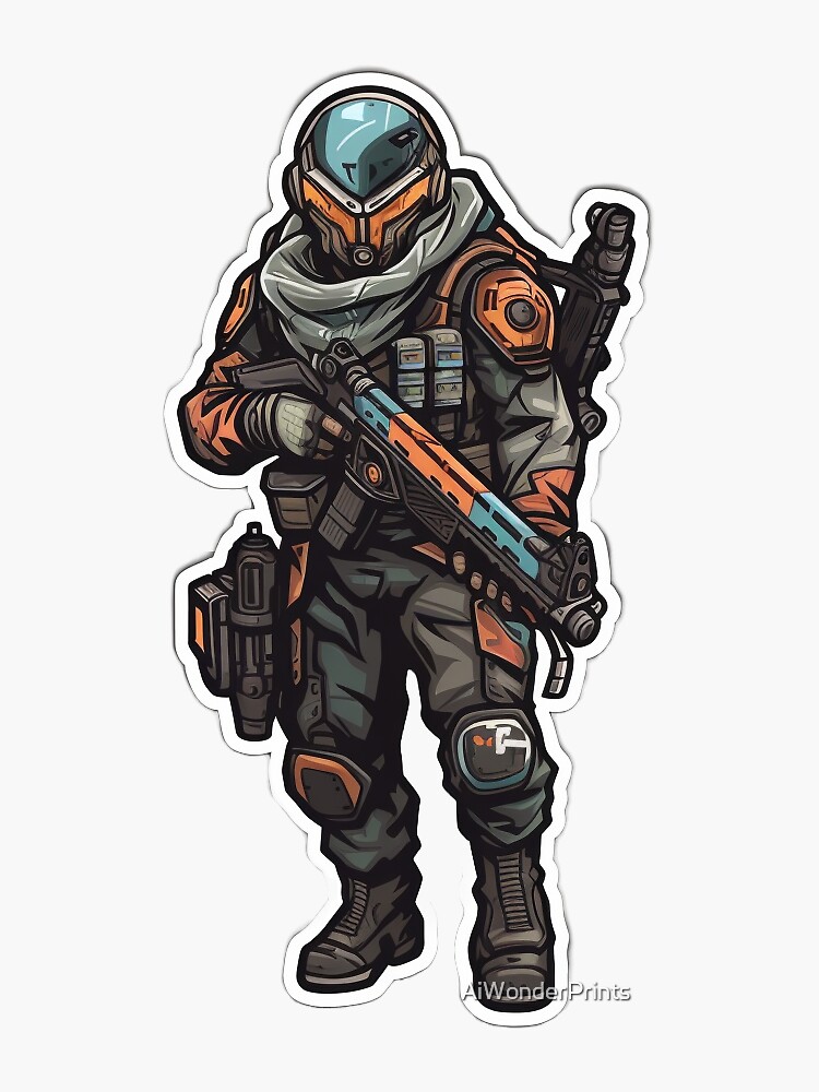"Sci-fi soldier sticker" Sticker for Sale by AiWonderPrints | Redbubble