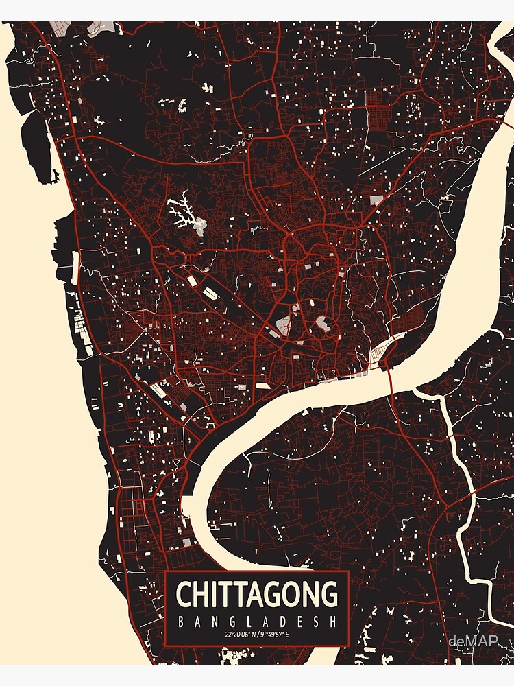 "Chittagong City Map of Bangladesh - Vector" Poster for Sale by deMAP ...