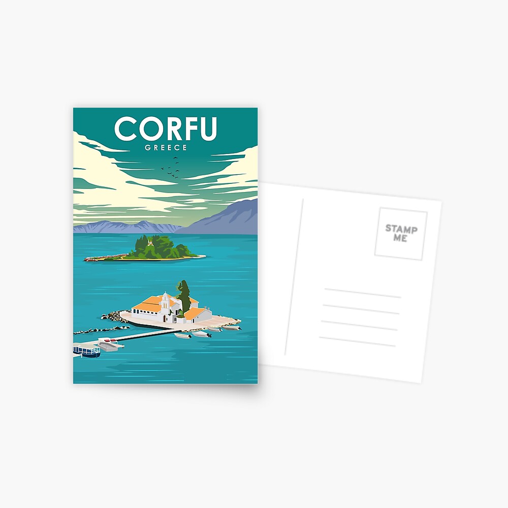 "Corfu Greece Vintage Minimal Retro Travel Poster" Poster for Sale by ...