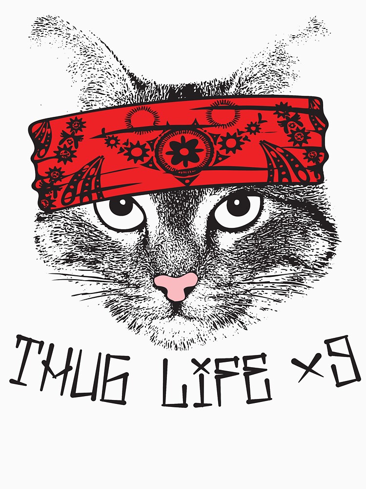 "Thug Life x9 Cat" T-shirt for Sale by LemonRindDesign | Redbubble ...