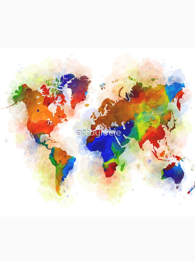 "Design 77 Colorful World Map" T-shirt for Sale by artbylucie ...