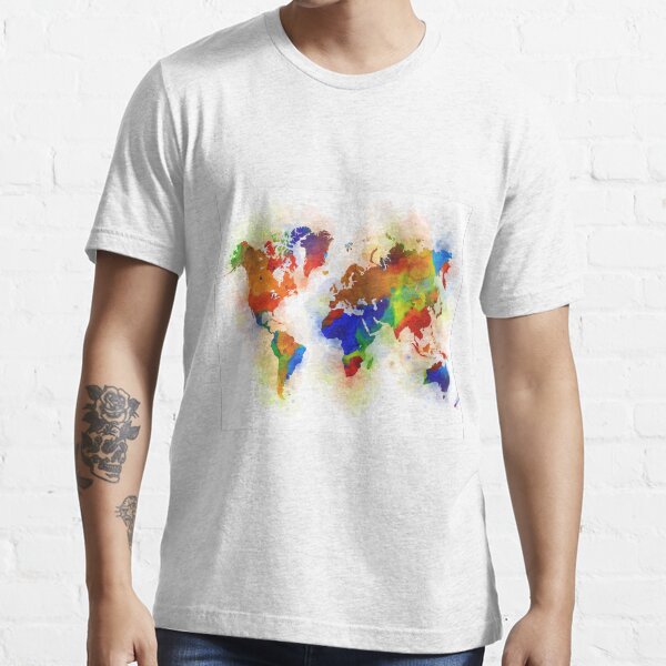 "Design 77 Colorful World Map" T-shirt for Sale by artbylucie ...